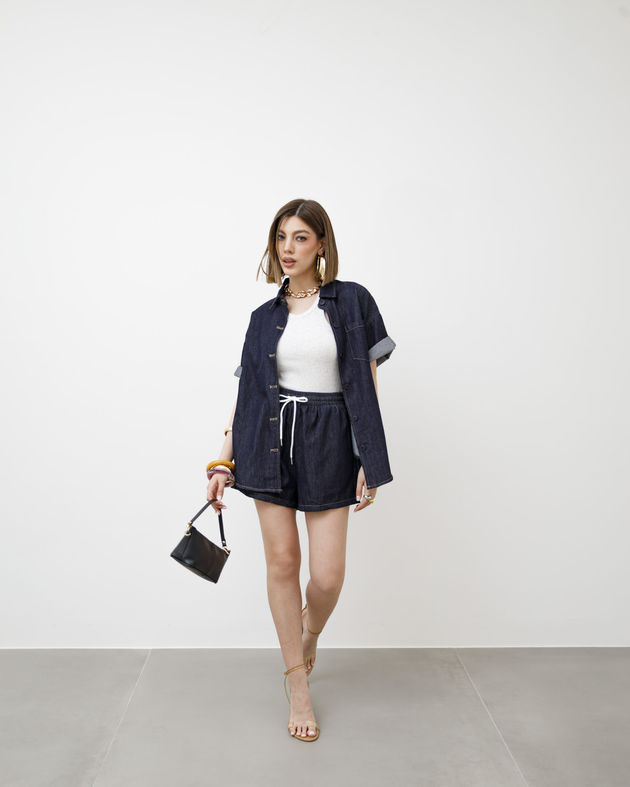 Coord-set in denim con shorts - TR0718 - LovingThisDress - Style Makers
